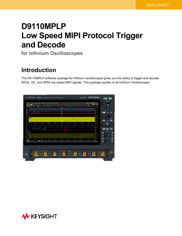 D9110MPLP Low Speed MIPI Protocol Trigger and Decode PDF Asset Page | Keysight